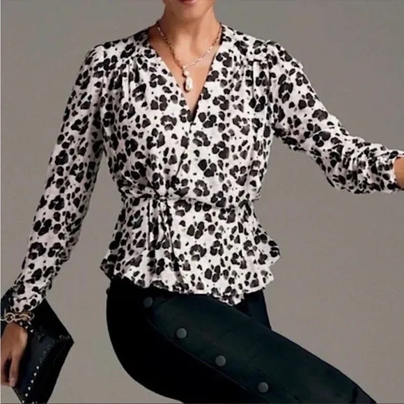 CAbi | Tops | Cabi Rosette Leopard Print Wrap Blouse Nwot | Poshmark
